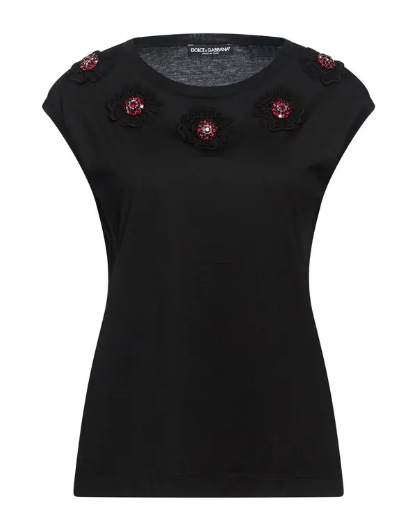 Dolce & Gabbana Embellished Cotton T-shirt - Black