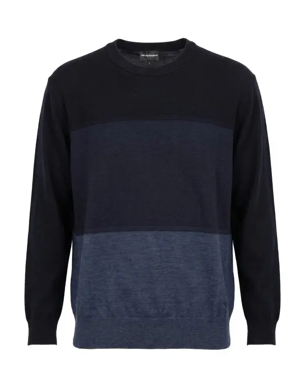 Emporio Armani Virgin Wool Blend Sweater - Navy