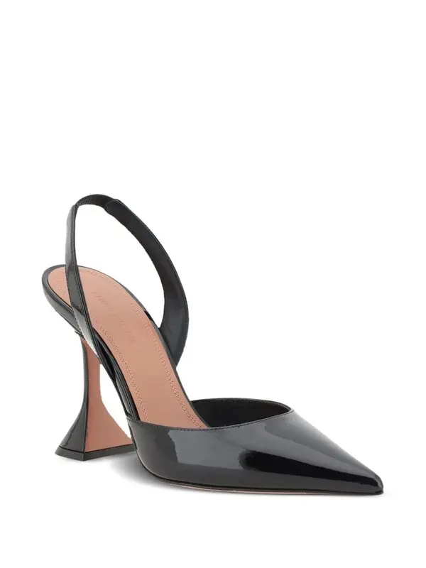 Amina Muaddi Holli Patent Leather Slingback Pumps