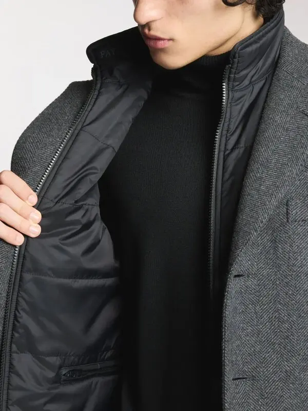 FAY Herringbone Pattern Double Coat