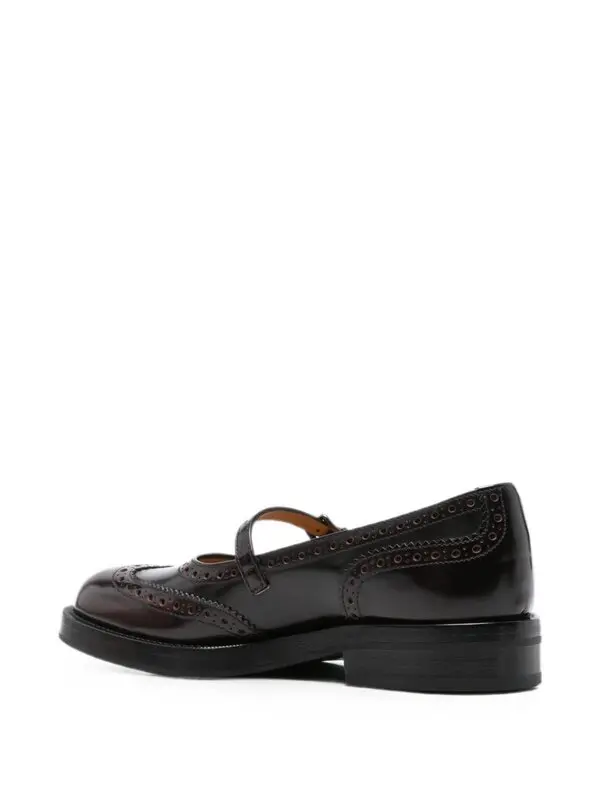 Church's Sheila Leather Mary Jane Flats With Brogue Detailing - Red