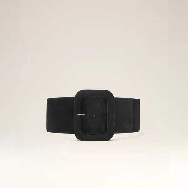 AMI Paris Black Cow Leather Large Belt Black