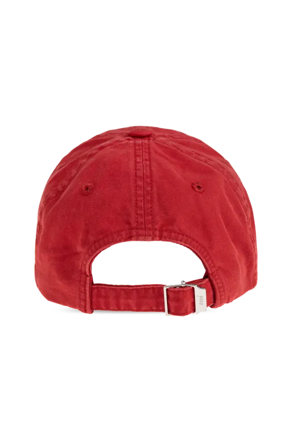 AMI Paris Cotton Baseball Cap With Logo Embroidery - Red