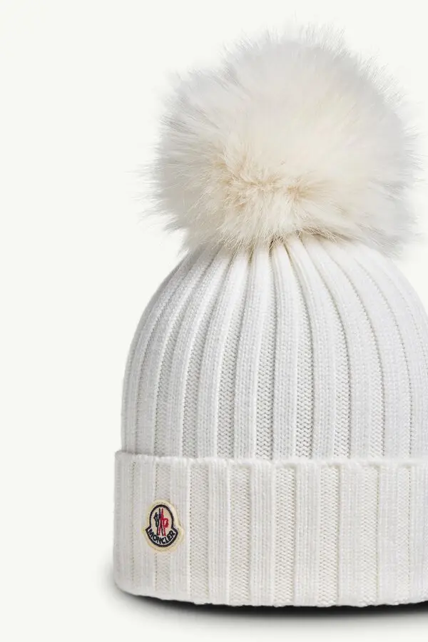 Moncler Wool Beanie With Pom Pom