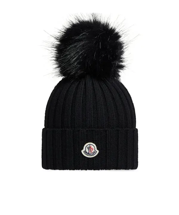 Moncler Wool Beanie With Pom Pom