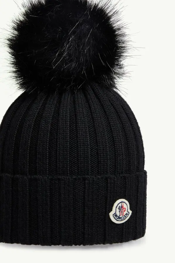 Moncler Wool Beanie With Pom Pom