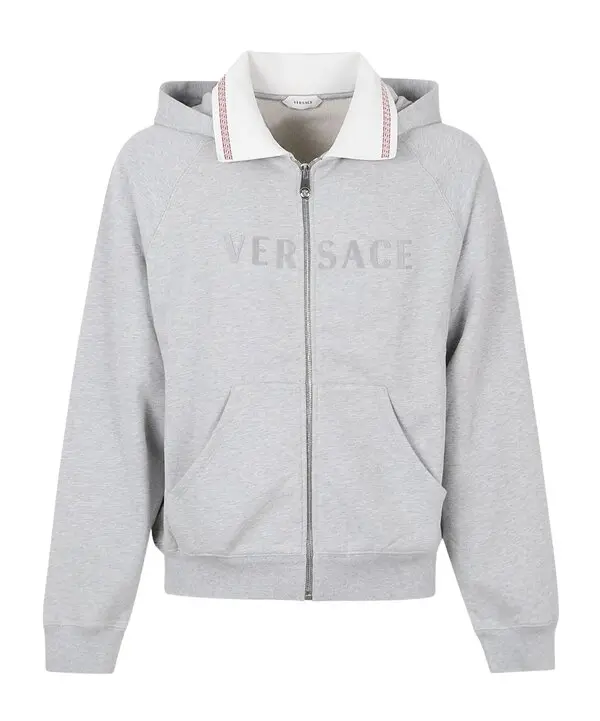 Versace Logo-embroidered Zipped Hoodie