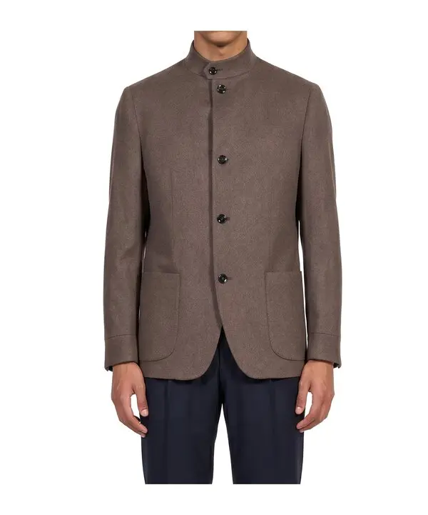 LARDINI Single Breasted Jacket With Stand Collar
