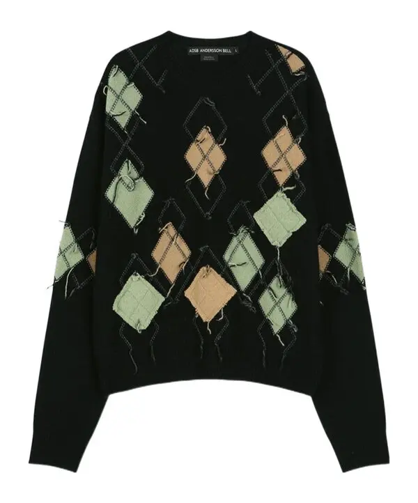 Andersson Bell Diamond-patterned Crew Neck Sweater