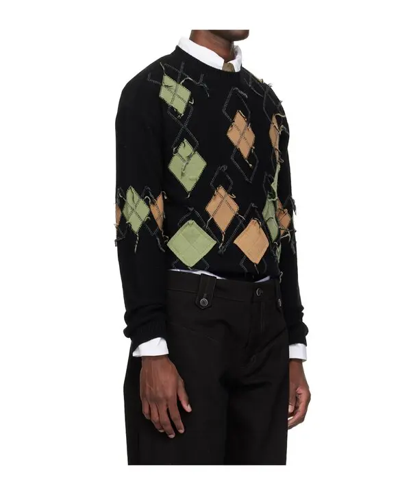 Andersson Bell Diamond-patterned Crew Neck Sweater