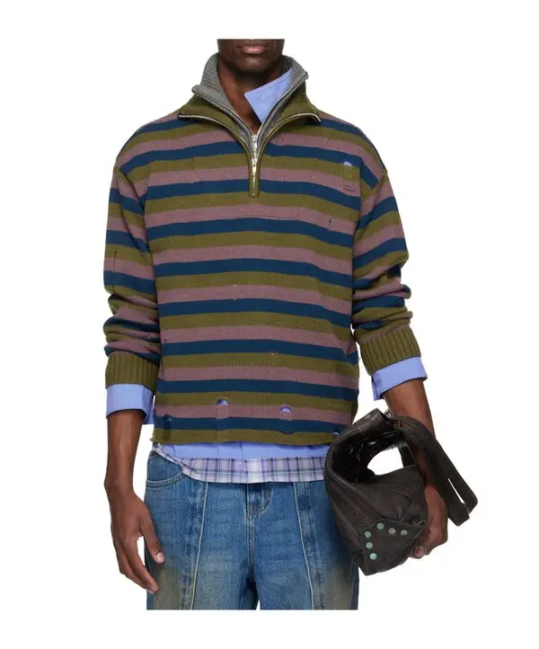 Andersson Bell Double Striped Half-zip Sweater