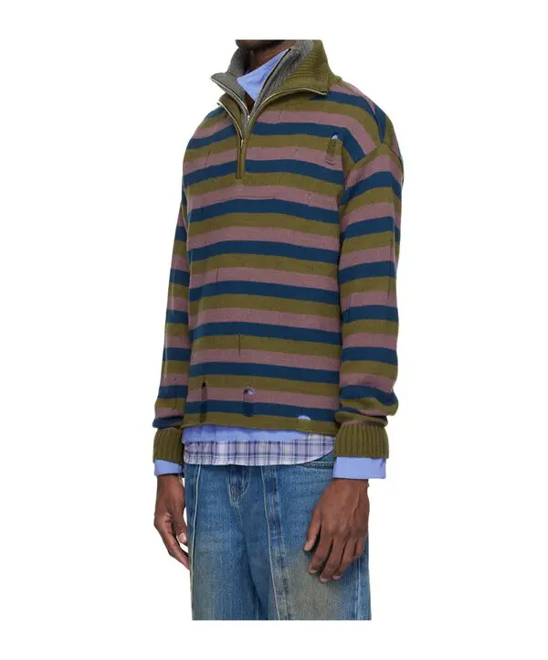 Andersson Bell Double Striped Half-zip Sweater