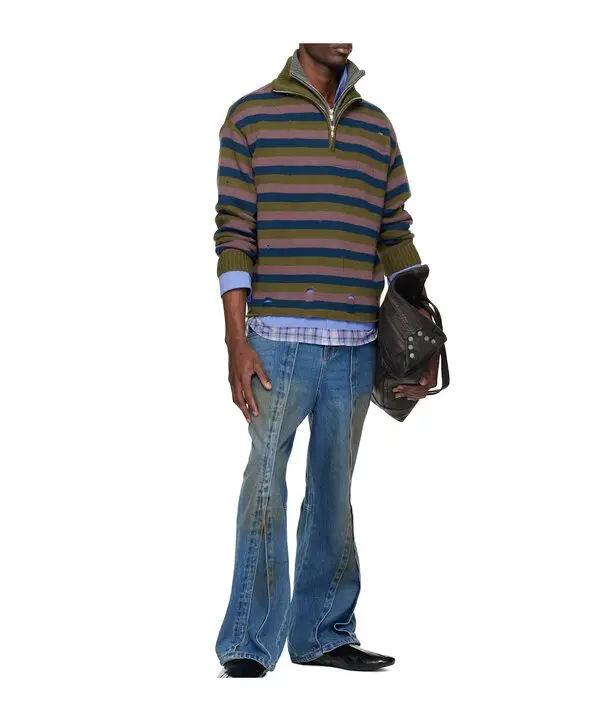 Andersson Bell Double Striped Half-zip Sweater