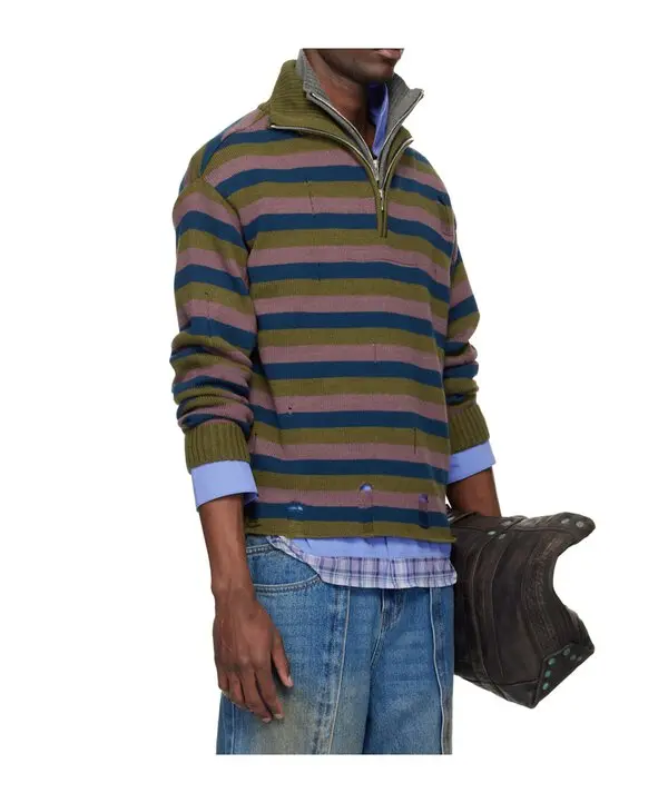 Andersson Bell Double Striped Half-zip Sweater