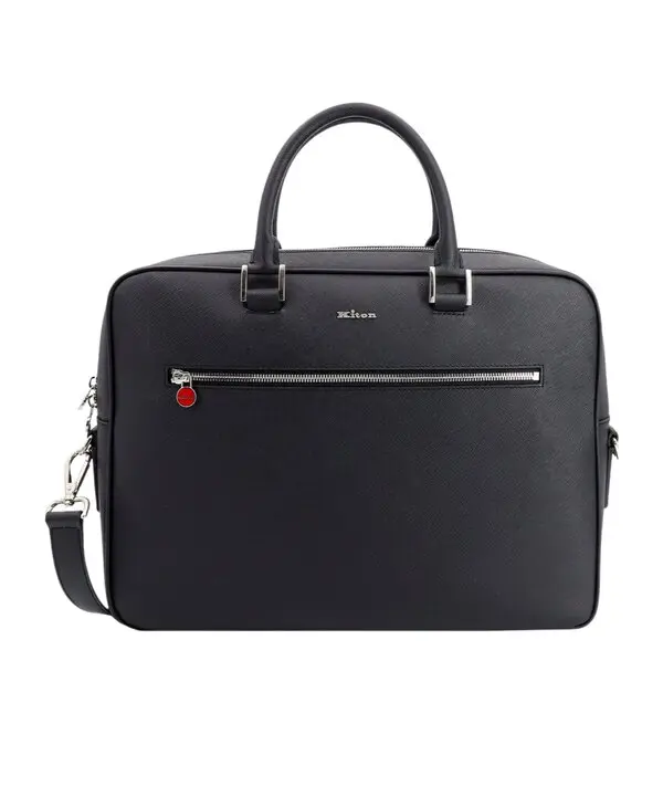 Kiton Logo Plaque Zipped Laptop Bag