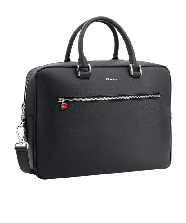 Kiton Logo Plaque Zipped Laptop Bag