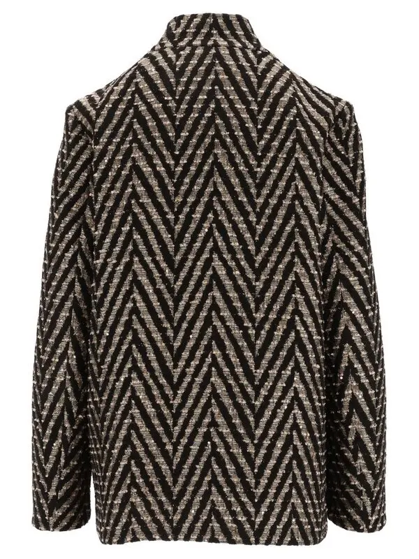 FORTE_FORTE Chevron Sequined Blazer