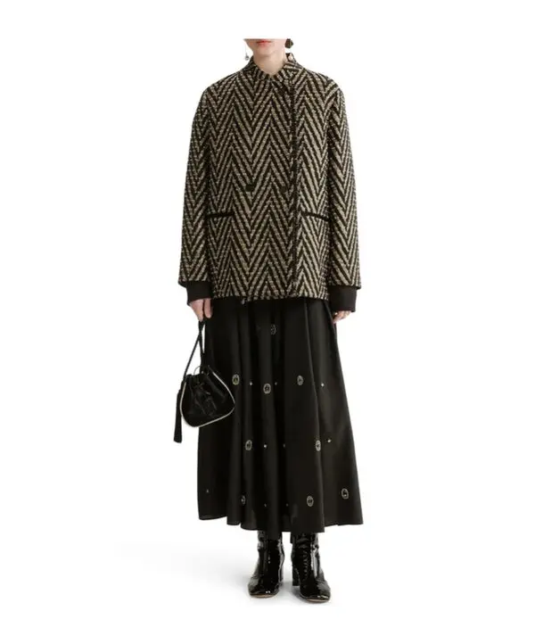 FORTE_FORTE Chevron Sequined Blazer