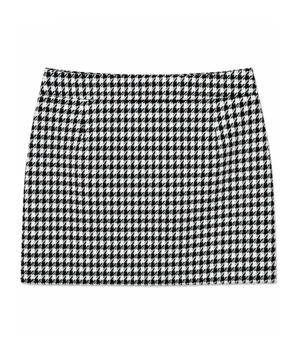 SIMONETTA Houndstooth Midi Skirt With Bow Detail