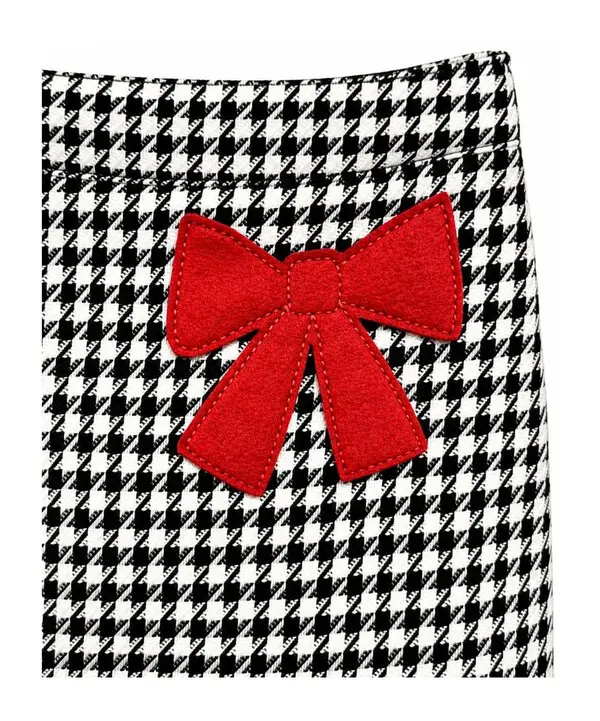 SIMONETTA Houndstooth Midi Skirt With Bow Detail