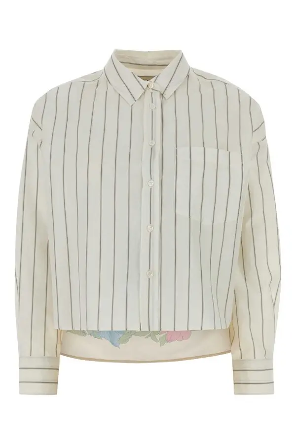 Max Mara Striped Floral Paneled Shirt