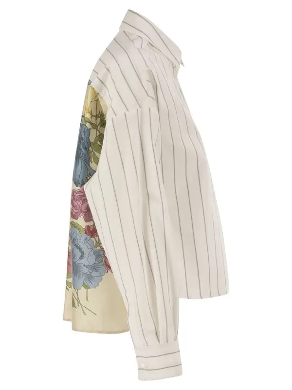 Max Mara Striped Floral Paneled Shirt