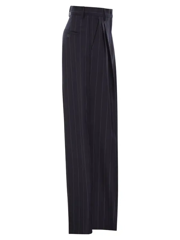 Max Mara Wool Pinstriped Flannel Trousers