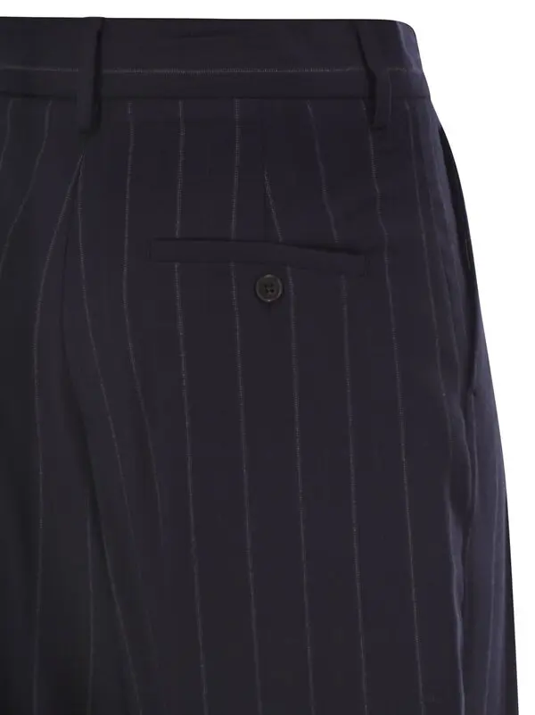 Max Mara Wool Pinstriped Flannel Trousers