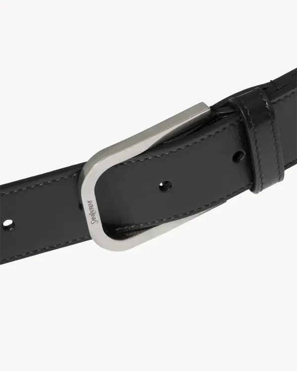 Saint Laurent Smooth Leather Belt With Engraved Buckle