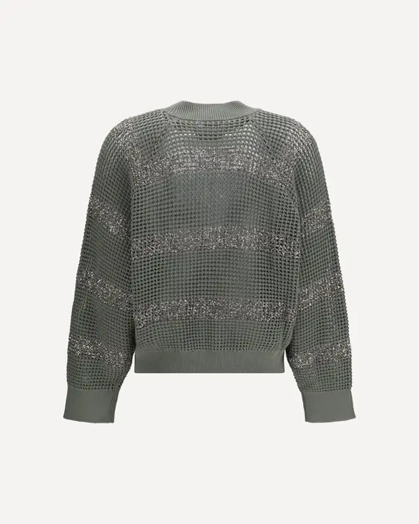 Brunello Cucinelli Open Knit Zip Sweater