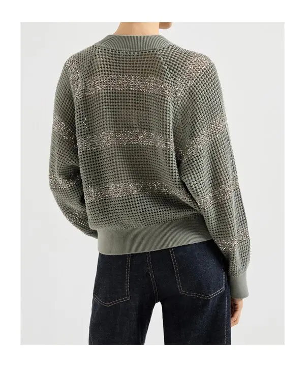 Brunello Cucinelli Open Knit Zip Sweater