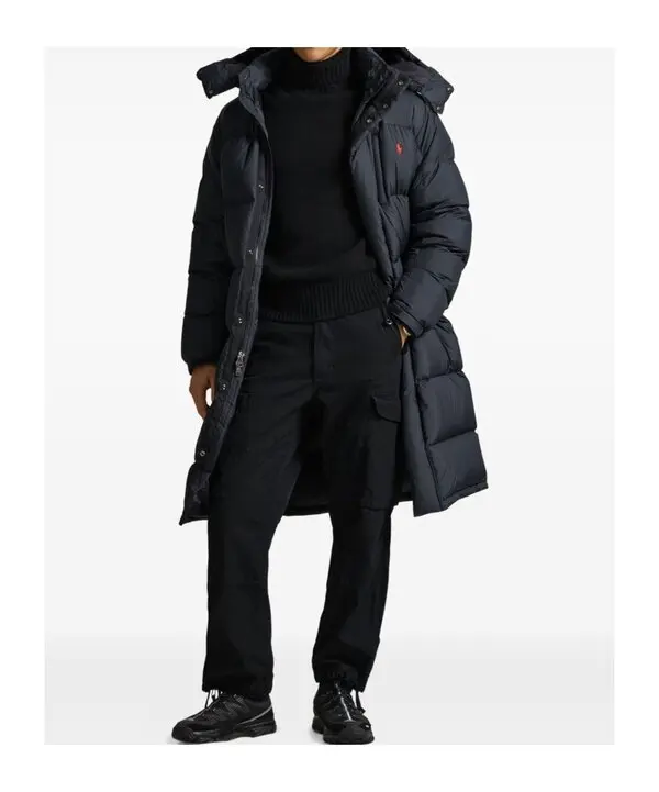 Polo Ralph Lauren Hooded Padded Longline Bomber Coat - Black