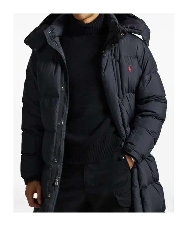 Polo Ralph Lauren Hooded Padded Longline Bomber Coat - Black