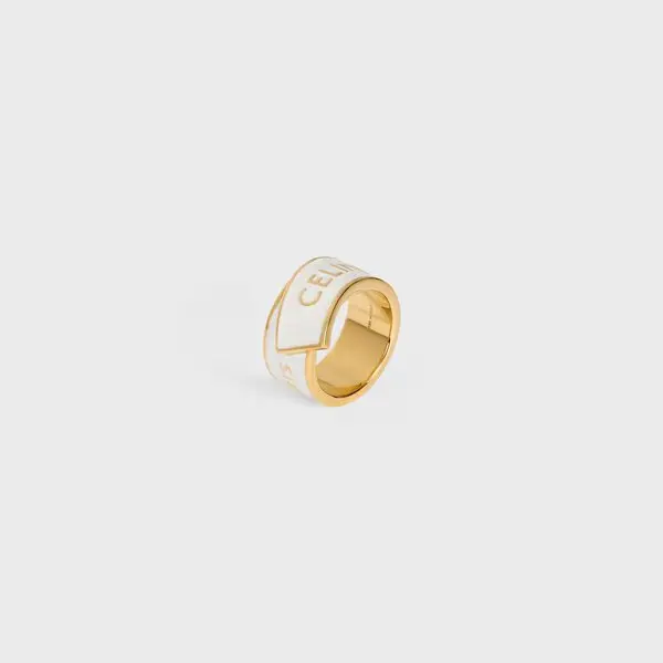 Celine Ribbon Ring In Enamel And Brass With Gold Finish