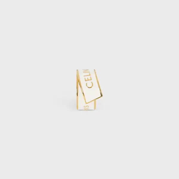 Celine Ribbon Ring In Enamel And Brass With Gold Finish