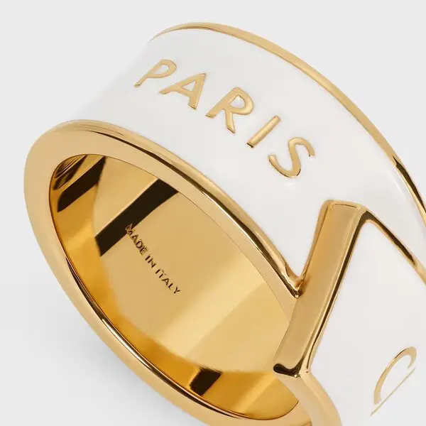 Celine Ribbon Ring In Enamel And Brass With Gold Finish