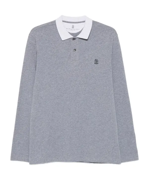 Brunello Cucinelli Long-sleeve Cotton Polo Shirt