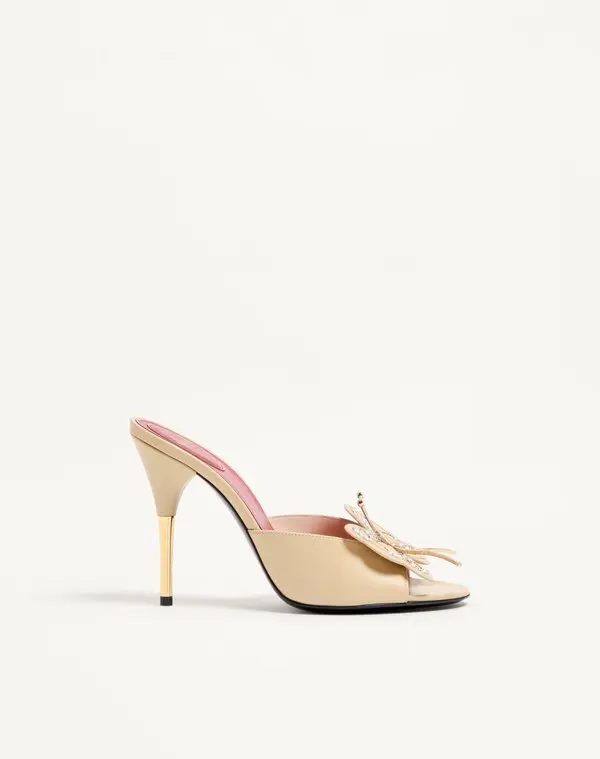 Valentino Garavani Flutterby Kidskin Slide Sandal With Butterfly Detail 105mm - Rope
