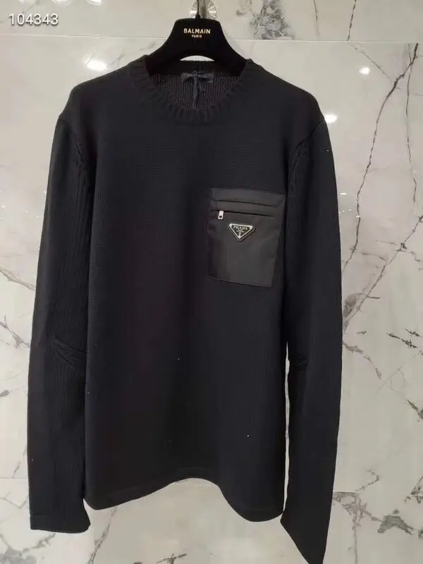 Prada Logo Rib Knitted Jumper - Black