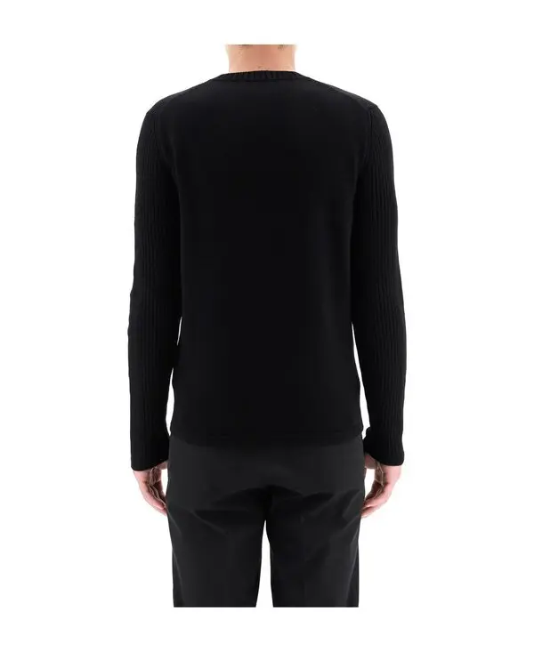 Prada Logo Rib Knitted Jumper - Black