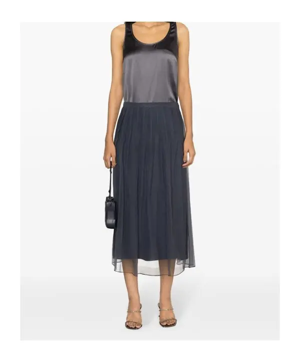 Brunello Cucinelli Beaded Silk Satin Tank Top - Grey