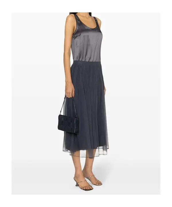 Brunello Cucinelli Beaded Silk Satin Tank Top - Grey