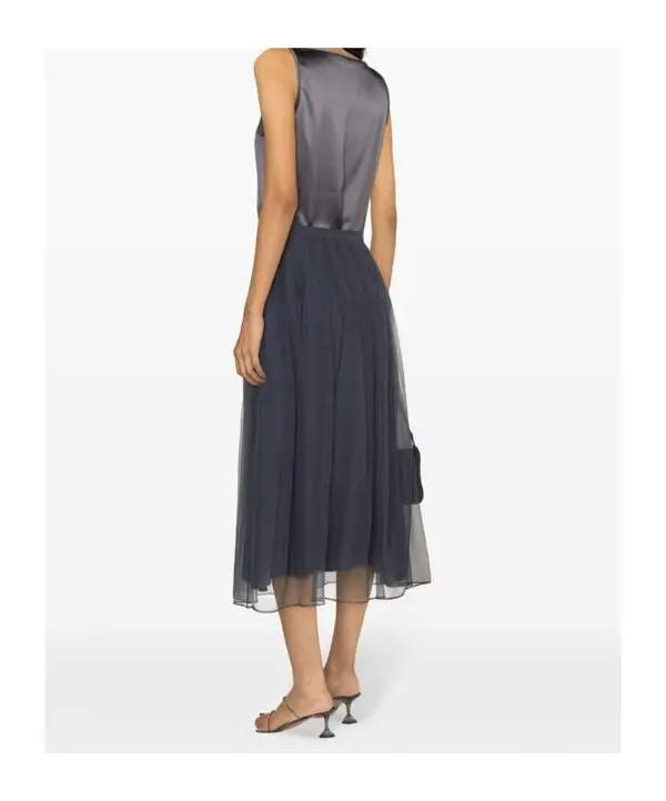 Brunello Cucinelli Beaded Silk Satin Tank Top - Grey