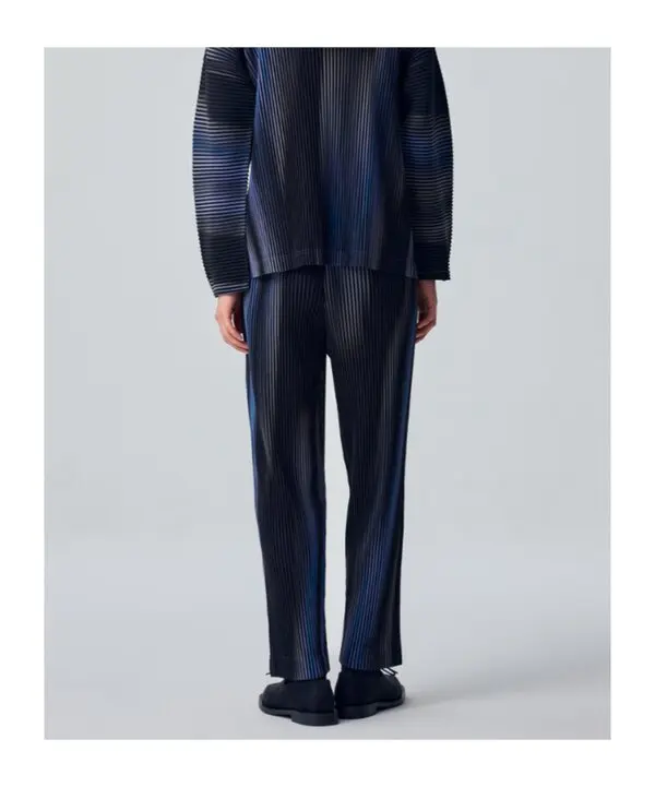 Issey Miyake Homme Plissé Plissé-effect Printed Trousers - Blue
