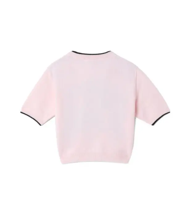 Fendi Dog-intarsia Short-sleeve Wool Sweater