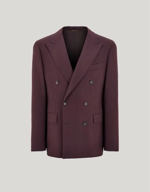 Canali Dark Brown Wool Flannel Double-breasted Jacket