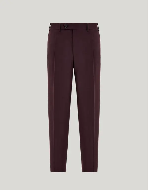 Canali Dark Brown Travel Wool Flannel Regular-fit Pants