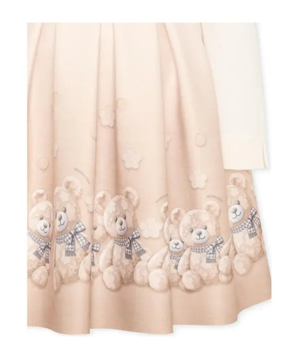 Monnalisa Teddy-print Ruffled-collar Dress