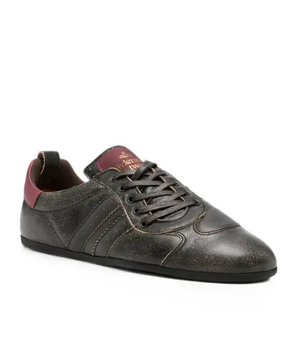 VIVIENNE WESTWOOD Distressed Lace-up Low-top Sneakers - Dark Black
