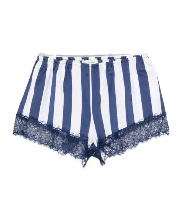 THE FRANKIE SHOP Striped Shorts With Lace Hem - Navwh